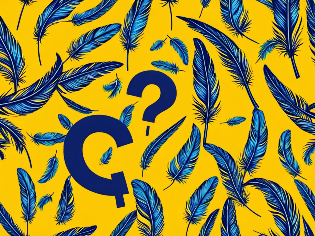 Creates a question mark with a yellow background full of feathers