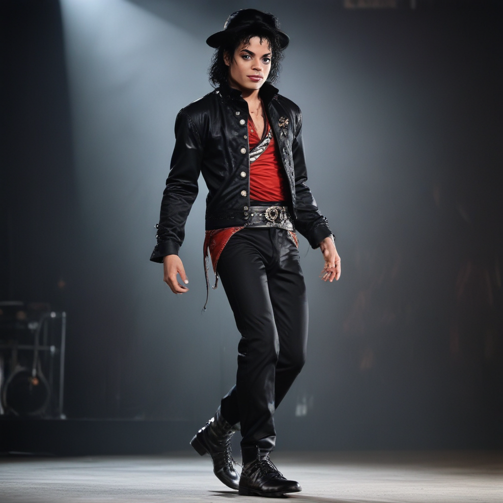 Michael Jackson moonwalking on stage