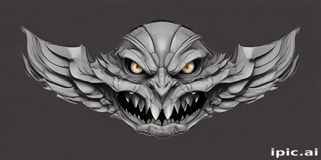 Intricate Fantasy Creature Design Featuring Fierce Eyes and Sharp Teeth