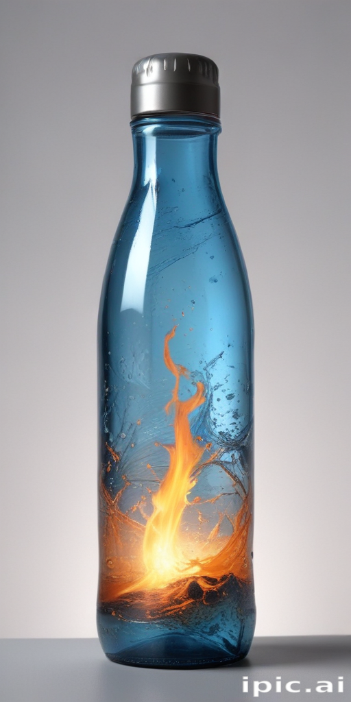 Captivating Image of a Water Bottle with Fiery Flames Inside