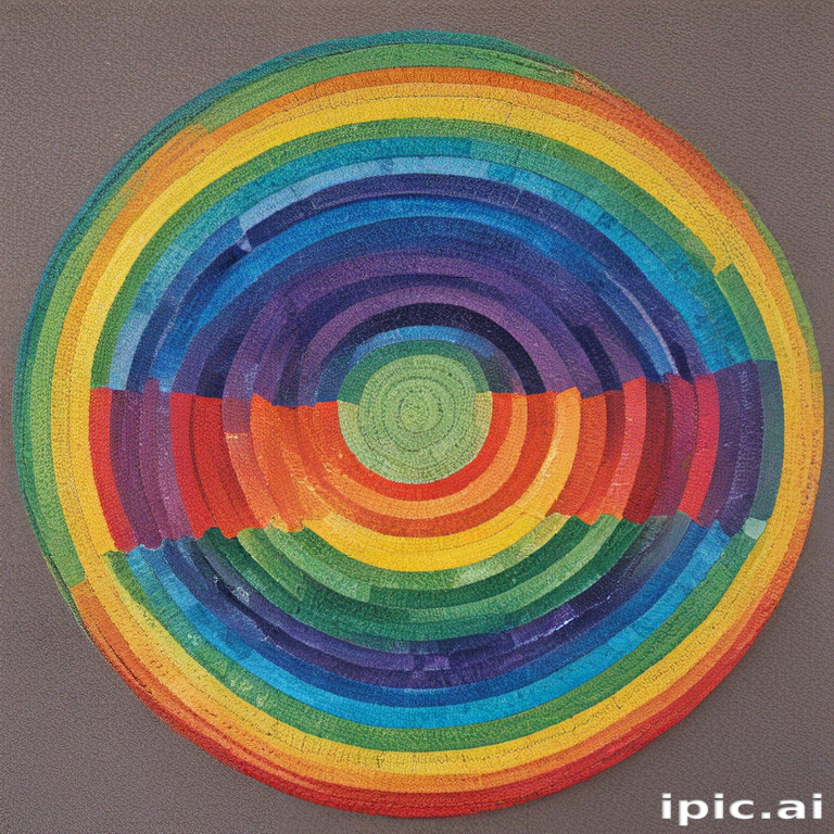 Vibrant Circular Pattern Showcasing a Spectrum of Bright Rainbow Colors