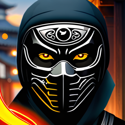 Close up of a ninja with glowing eyes