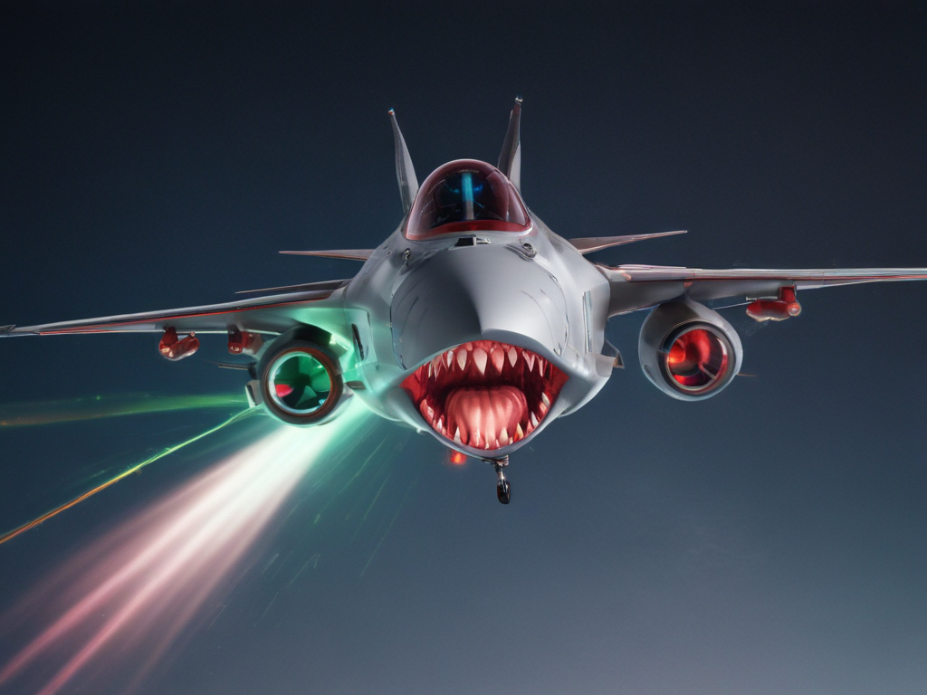 Jet with teeth lasers full speed