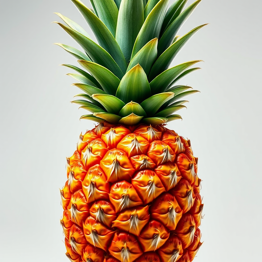 Create a vibrant illustration of a pineapple with detailed green leaves ...