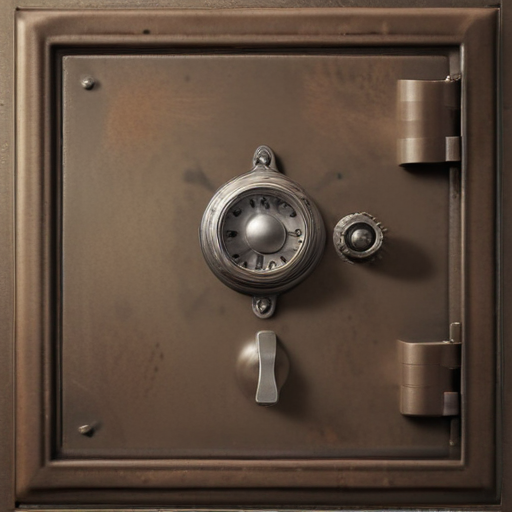 side view of an old fashioned safe, four buttons