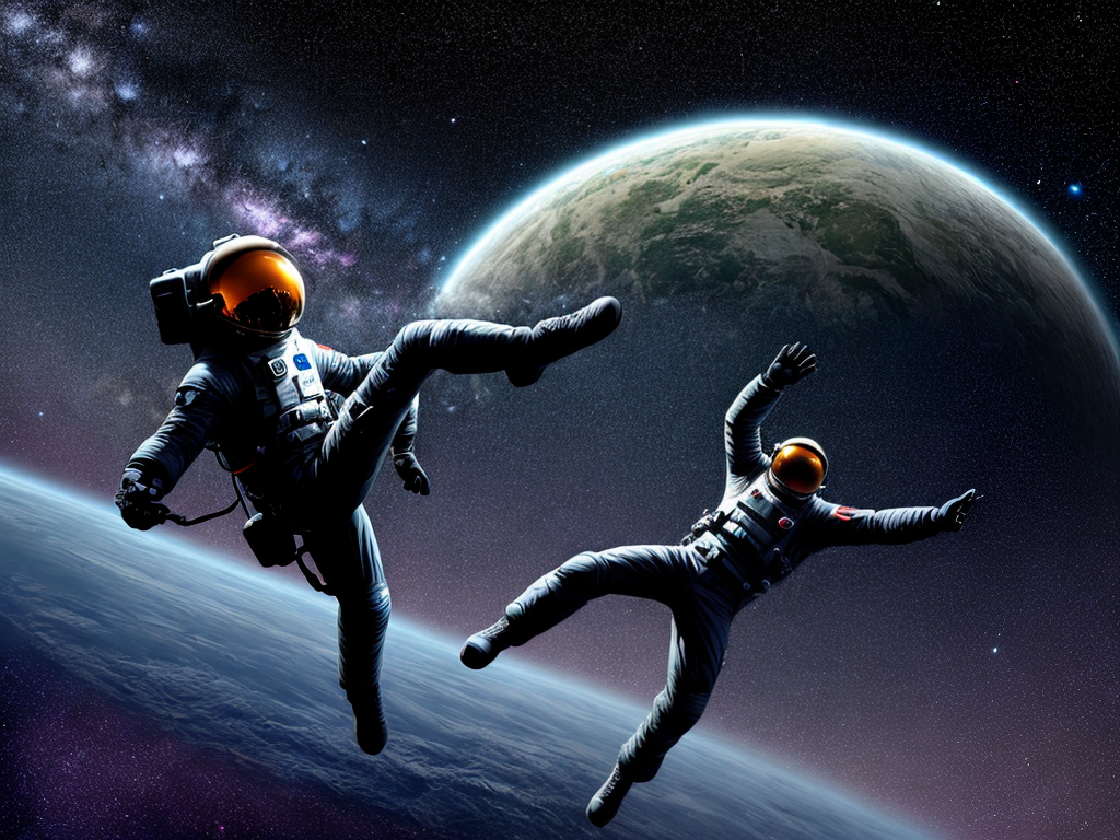 astronaut floating in interstellar space