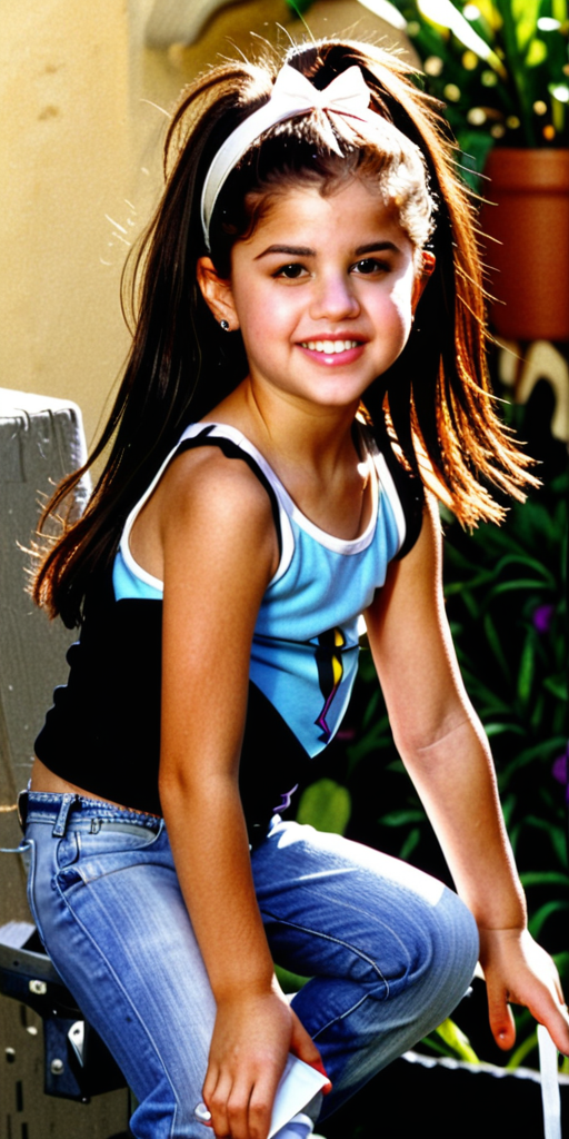 Adorable Young Girl with Big Eyes and Sweet Expression in Pink Top