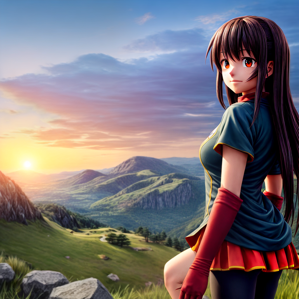 Konosuba Megumin watching a mountain and watching from afar with a ...