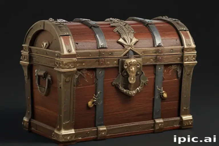 Ornate Vintage Treasure Chest with Intricate Metal Accents and Detail