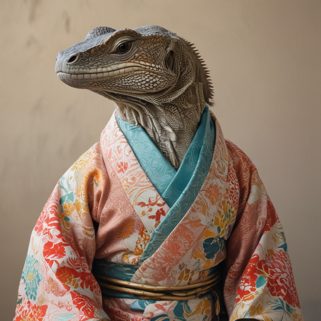 komodo dragon in a kimono
