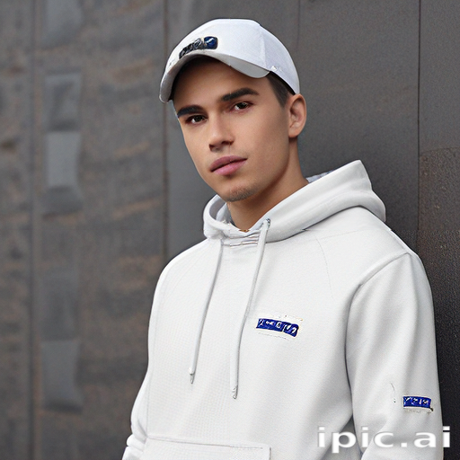 Trendy Young Man in Stylish White Hoodie and Cap Pose