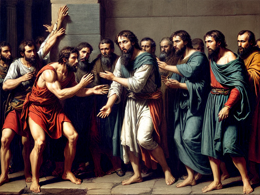the Apostle Paul and Silas in a crowded roman jail singing and ...