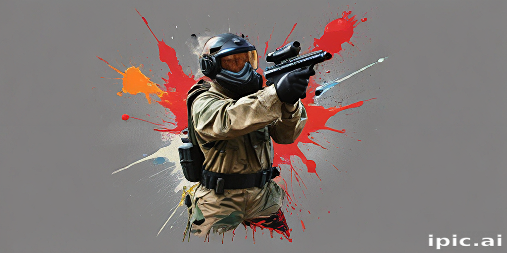 Dynamic Action Scene Featuring a Soldier in Tactical Gear with Paint ...