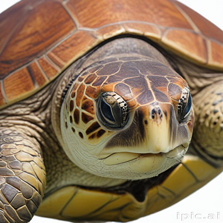 Close-Up of a Beautiful Sea Turtle with Intricate Shell Patterns and ...