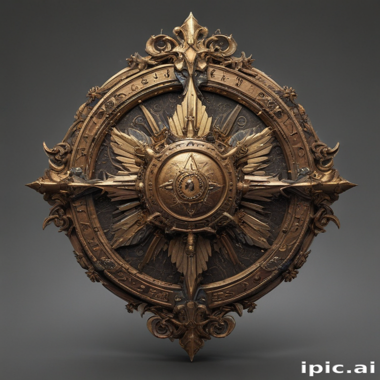 Intricately Designed Ancient Shield with Ornate Details and Symbolic ...