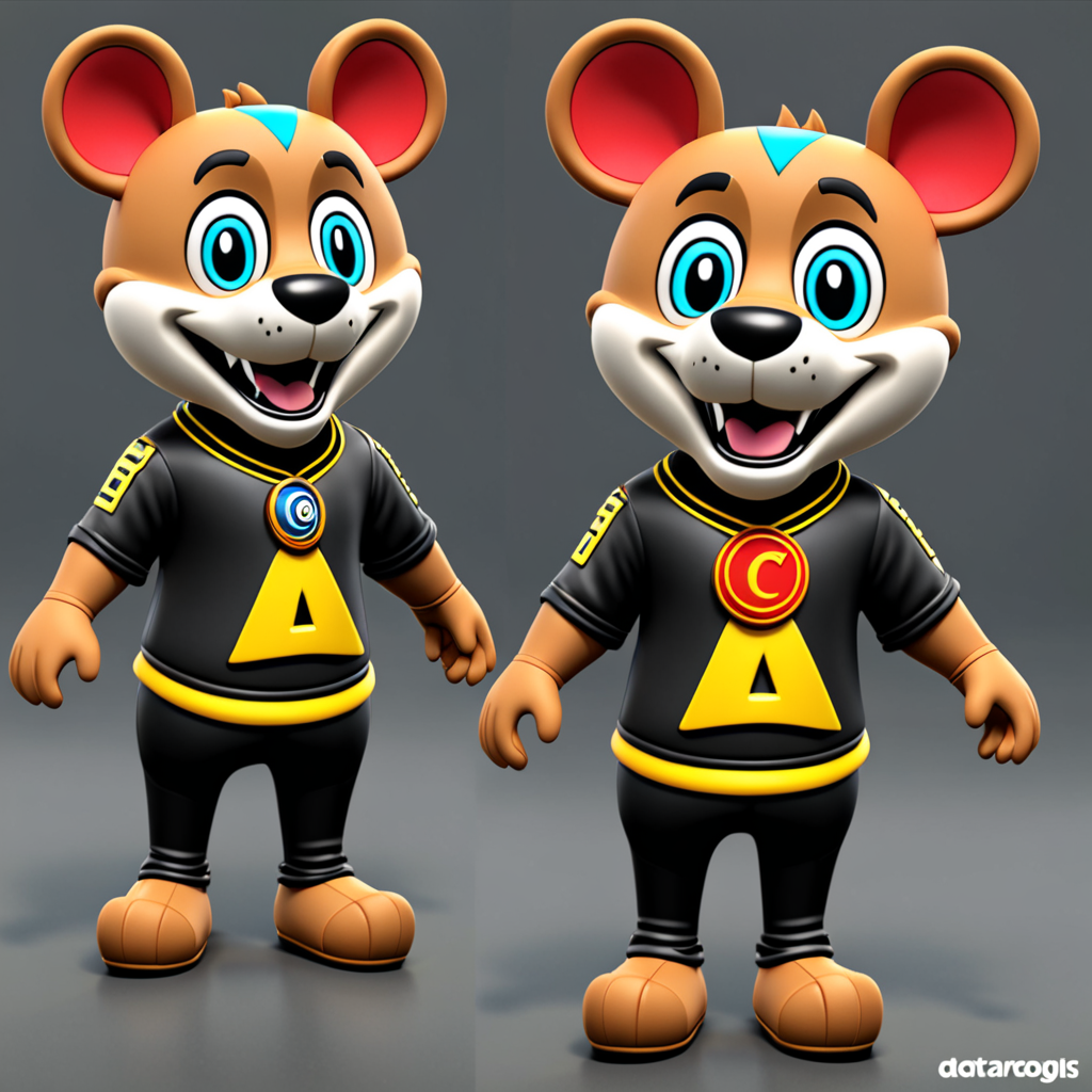 Design a 3D mascot with a logo