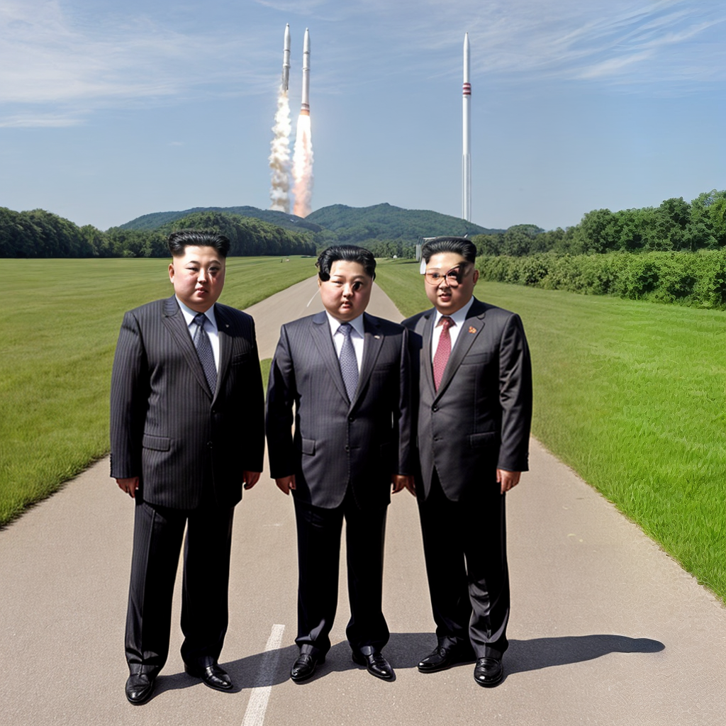 Midget sized Vladimir Putin stood next to tall Kim Jung Un with a ...