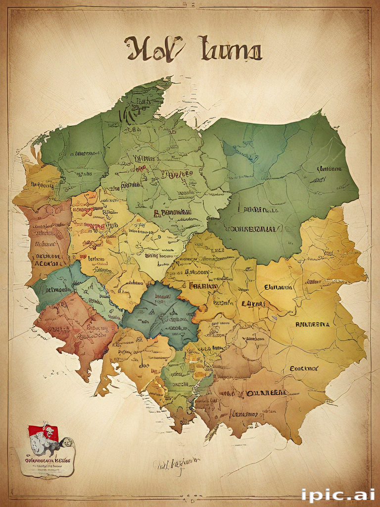 Detailed Historical Map of Poland Highlighting Regions and ...