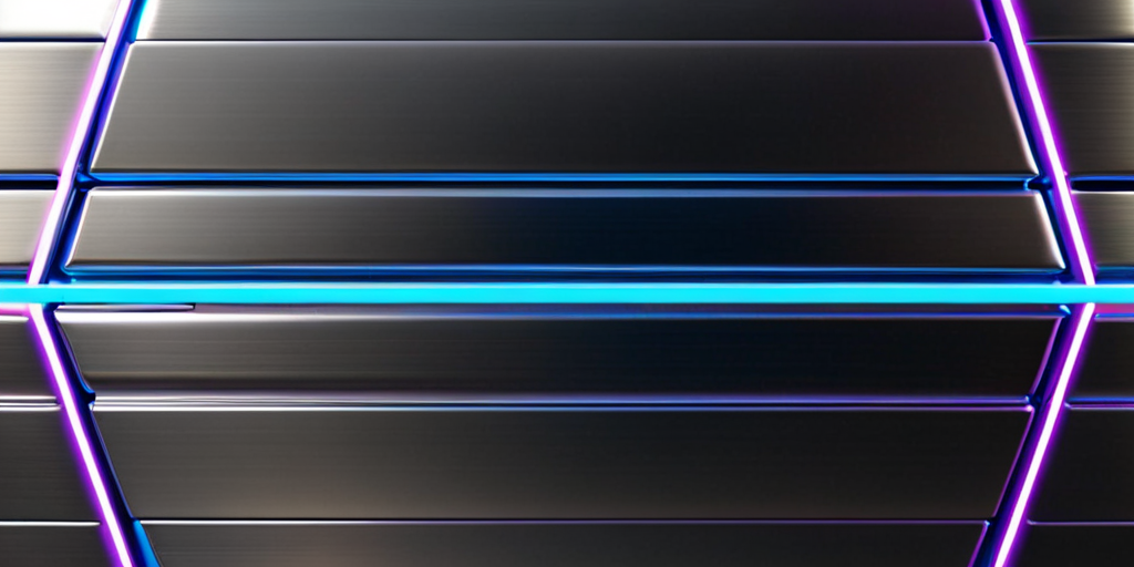 Metalic texture, neon lights flow, polished steel