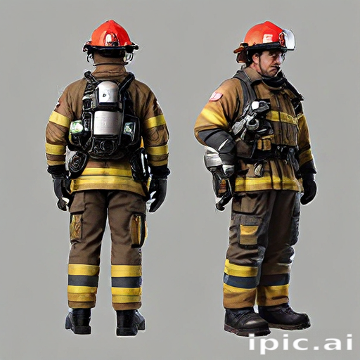 Realistic 3D Model of a Firefighter in Full Gear and Equipment