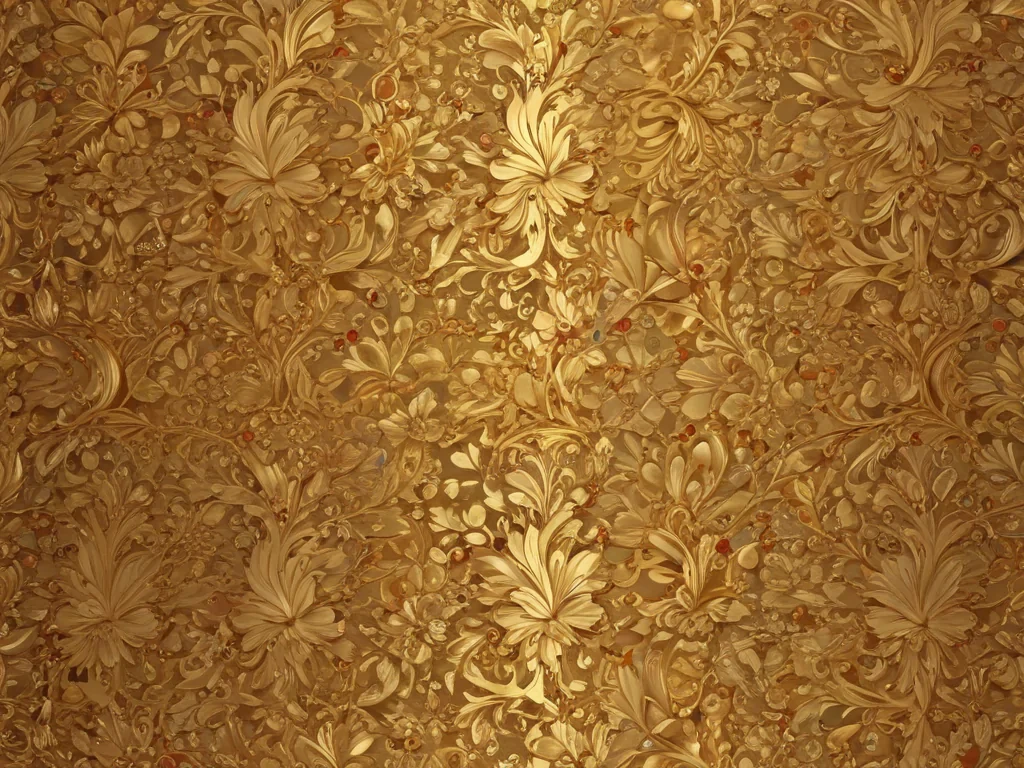 Intricate Gold Floral Pattern with Elegant Swirls and Delicate Details