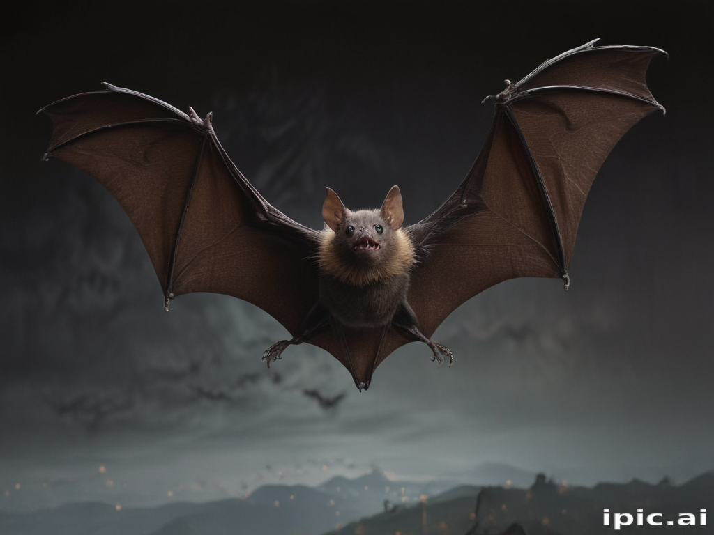 A Majestic Bat Soars Through the Dark Night Sky with Grace