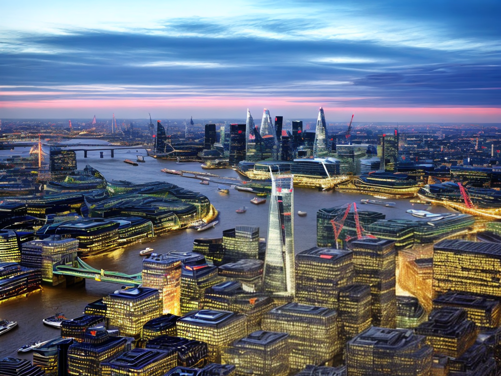 view of a financial district in London no trees