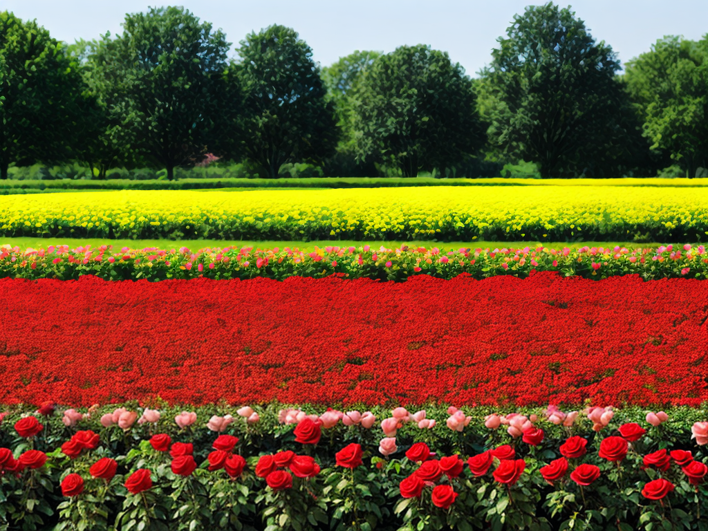 Flower garden with roses