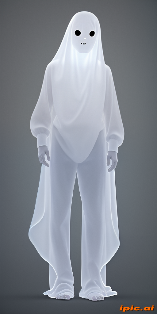 A Mysterious Ghostly Figure Dressed in Ethereal White Garments Stands ...
