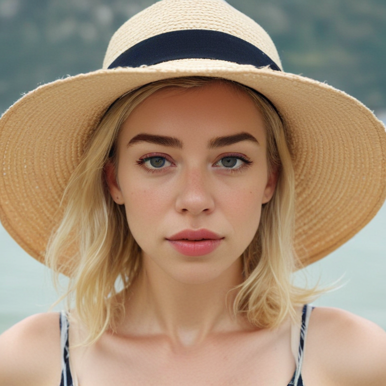 Vanessa Kirby beach hat