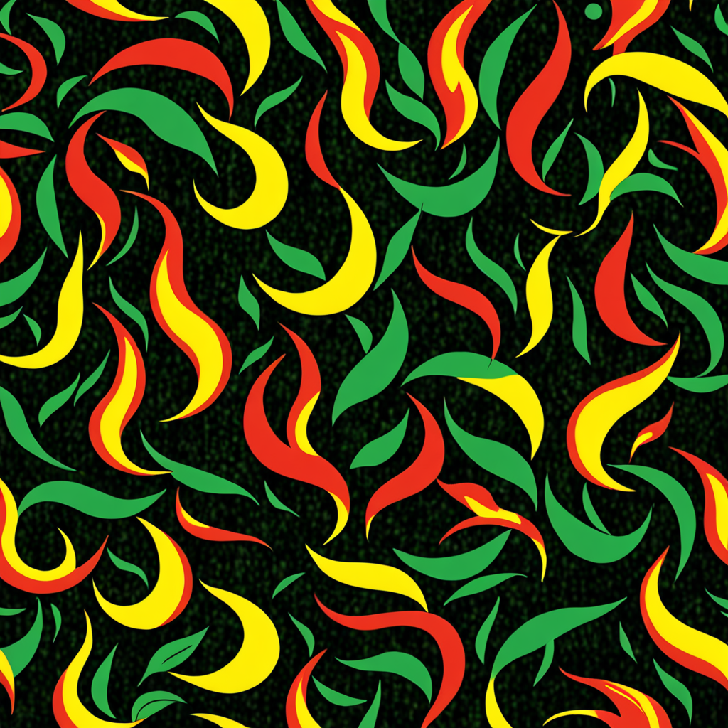 burned ground reggae yellow red green flames