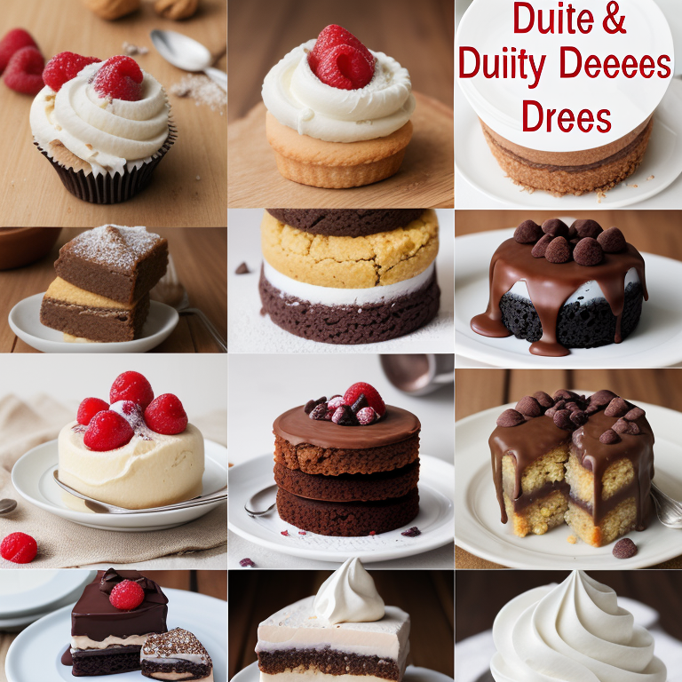 A Delicious Collection of Exquisite Desserts Featuring Cakes and Cupcakes.