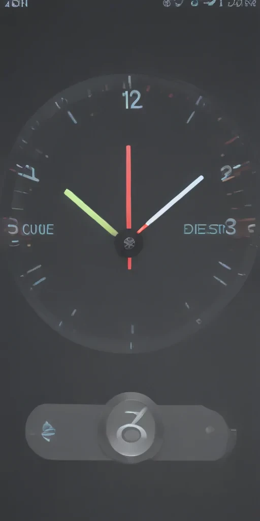 Digital Clock Display with Unique Design and Colorful Hour and Minute Hands