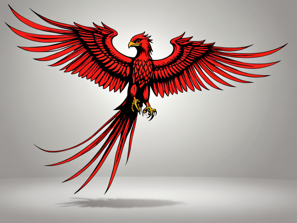 red fenix trophy 2d draw with outh back ground anime style