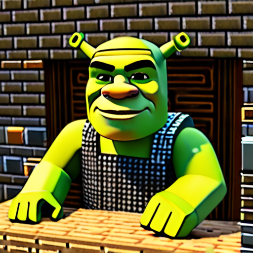 Shrek playing minecraft