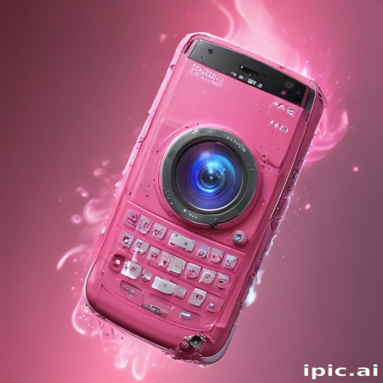 Vibrant Pink Smartphone with a Unique Camera Feature Against a Colorful ...