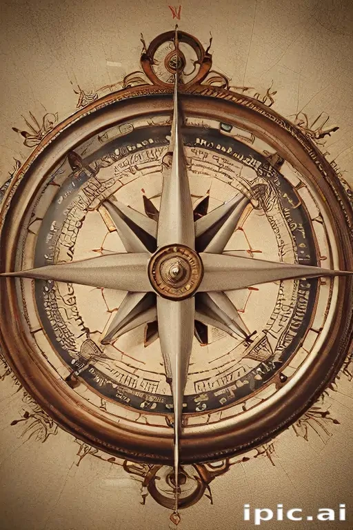 Intricate Vintage Compass Design with Detailed Cardinal Directions and ...