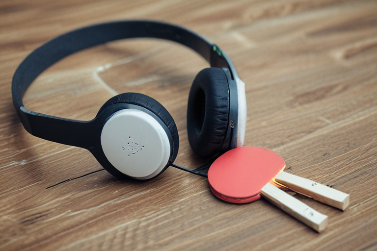 a headphone with ping pong paddles for speakers