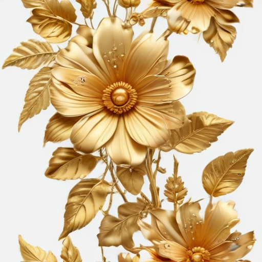 Elegant Golden Floral Design with Intricate Leaves and Blossoms in ...
