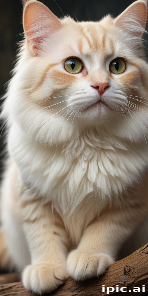 A Majestic Cream-Colored Cat with Striking Green Eyes and Fluffy Fur
