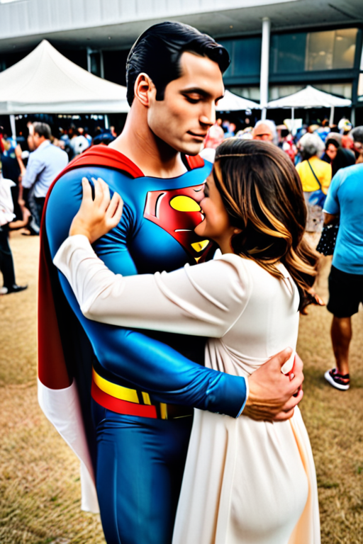 Superman hugs people