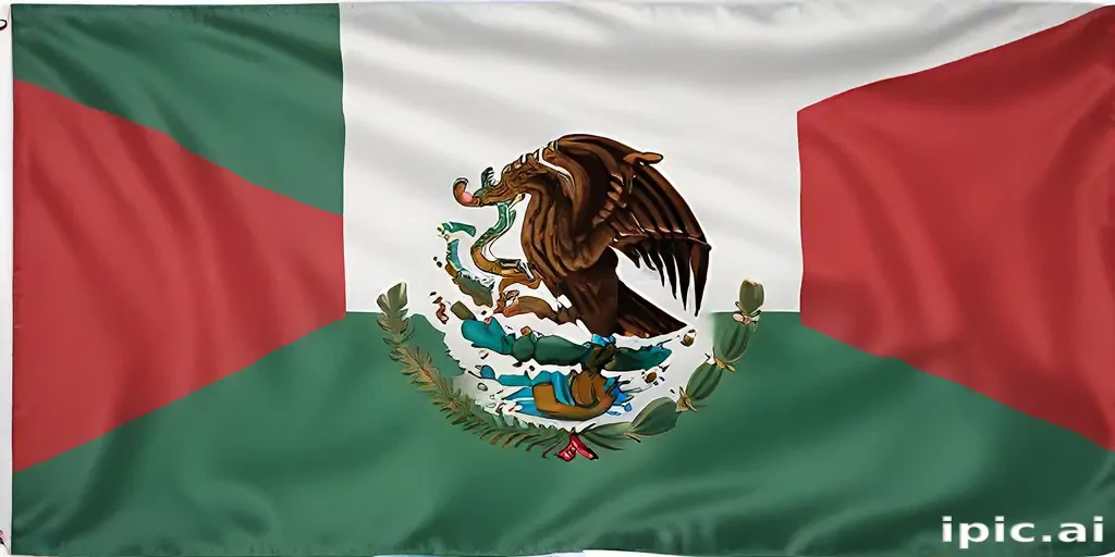 The National Flag of Mexico Featuring Its Iconic Eagle and Serpent Emblem