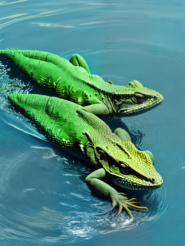 lizard in armor swimming