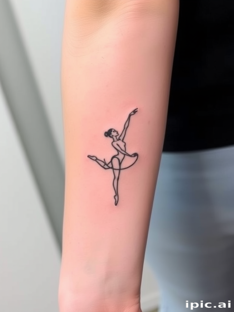 Elegant Ballerina Tattoo Gracefully Posed on a Dancer's Arm