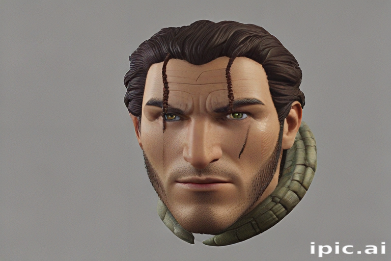 Detailed Close-Up of a Realistic Male Character Head with Unique Features
