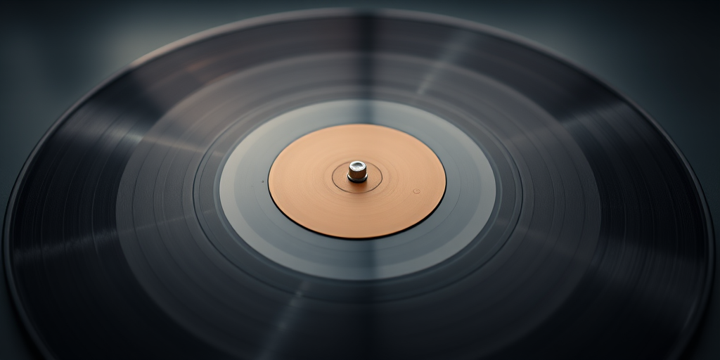 A high-resolution image of a vinyl record from a top-down perspective ...