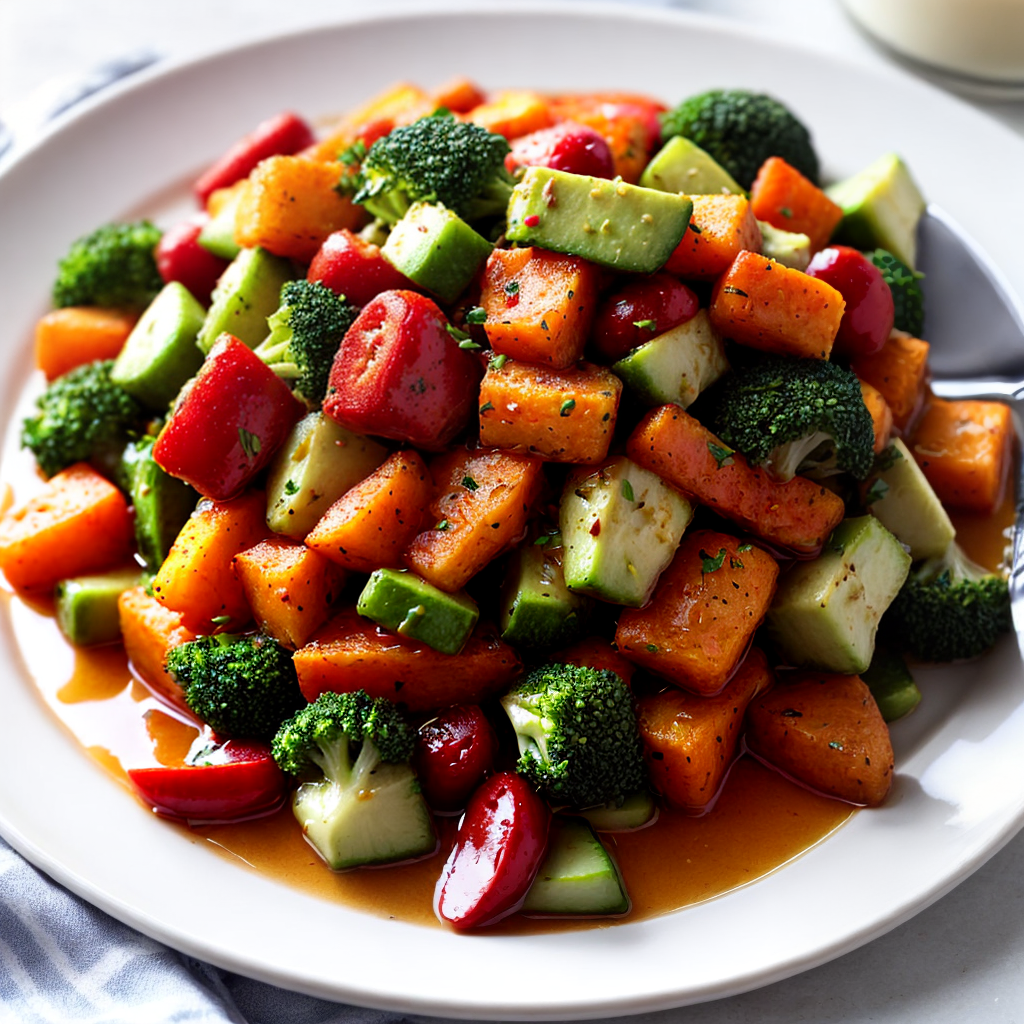vegetables on a plate, plate with sparse vegetables