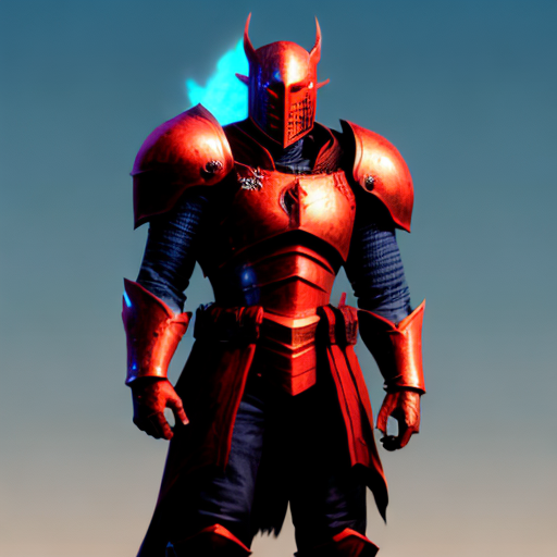 fantasy style knight with blood dripping of his armor
