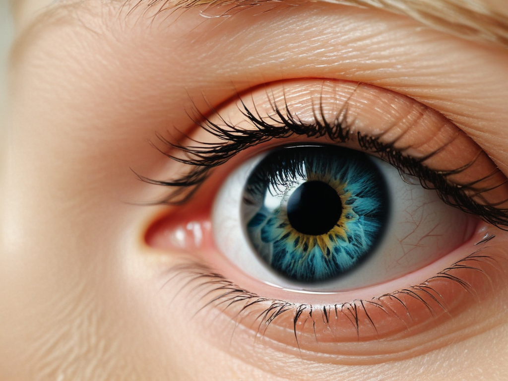 Close-Up of a Strikingly Detailed Human Eye with Vibrant Blue Iris