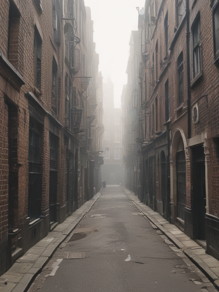 narrow, labyrinthine streets of Whitechapel smoggy victorian